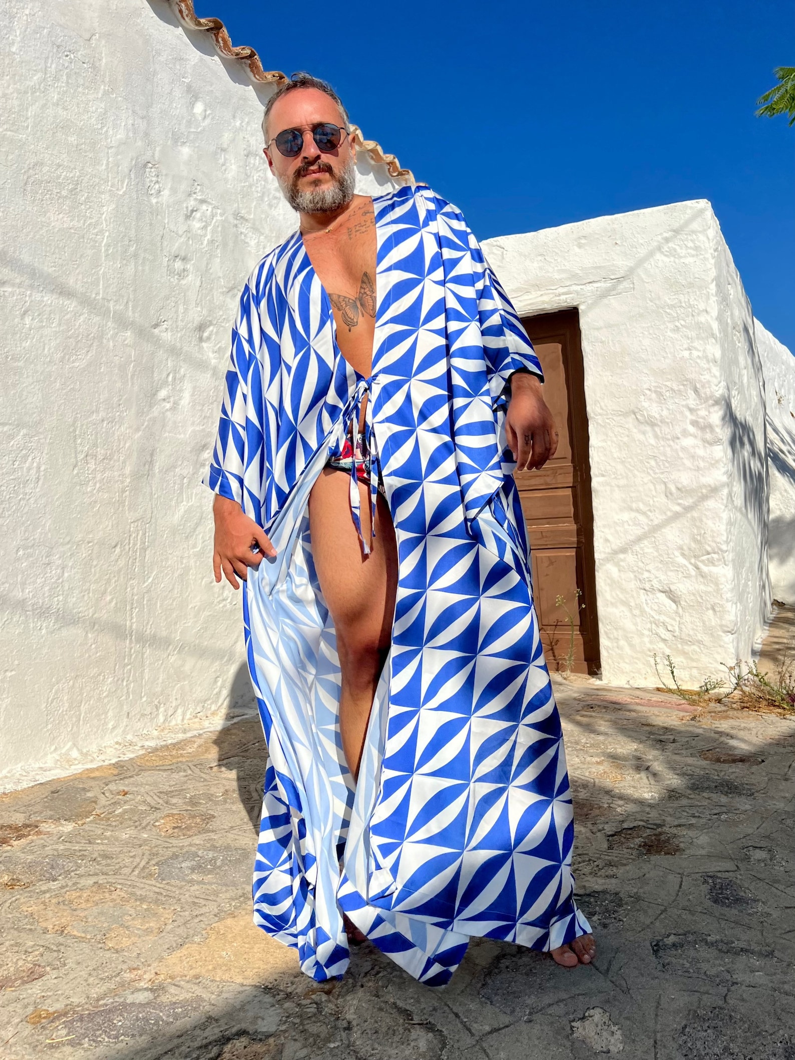 Mens Robe Satin / Long Tunic Kaftan / Tile Kimono / Tile - Etsy
