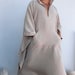 Mens Cotton Gauze Caftan With Hood / Sand Natural Color / Loose Kaftan for Men / Long Tunic S to ...