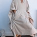 Mens Cotton Gauze Caftan With Hood / Sand Natural Color / Loose Kaftan for Men / Long Tunic S to ...