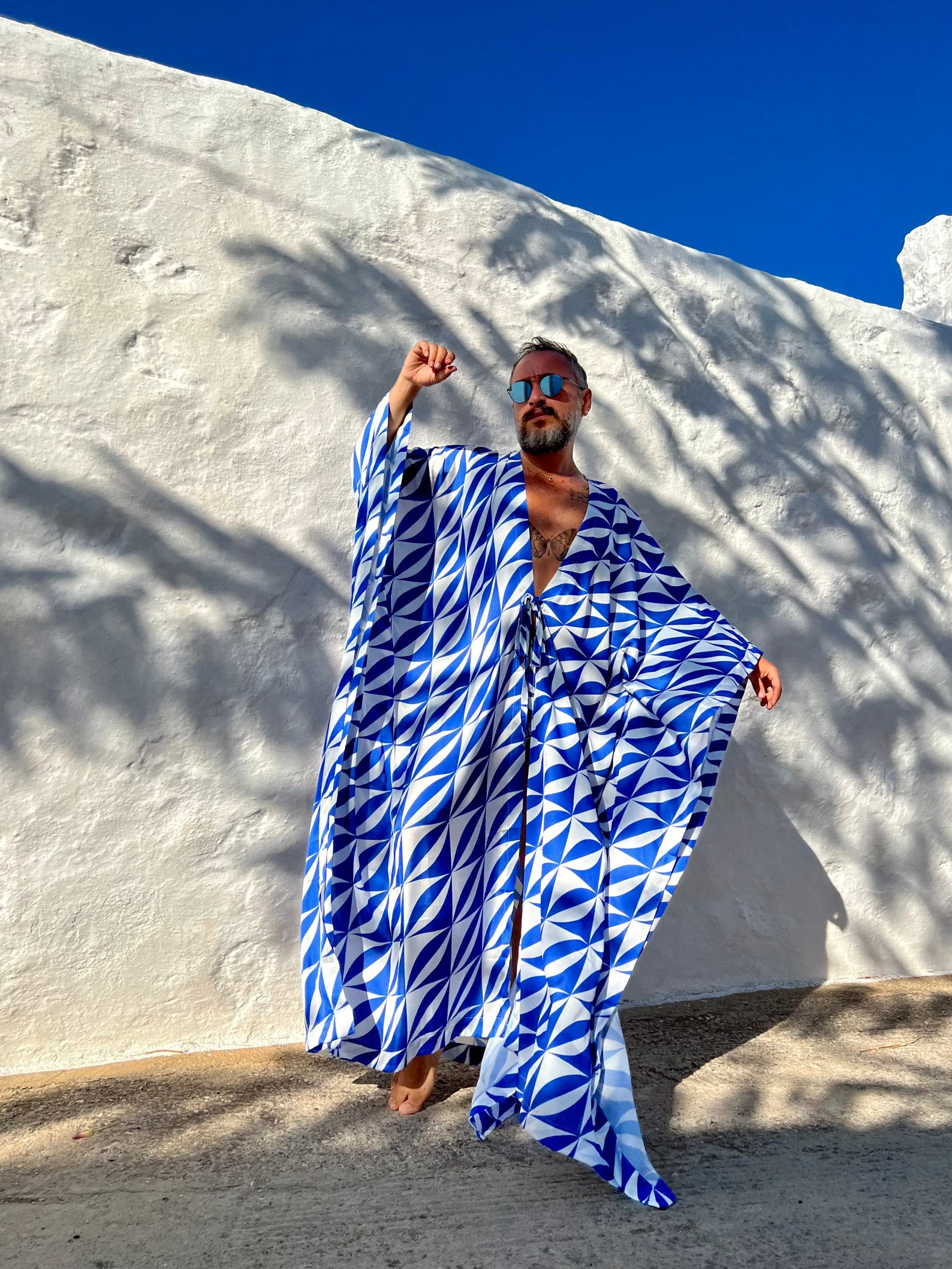 Mens Robe Satin / Long Tunic Kaftan / Tile Kimono / Tile - Etsy