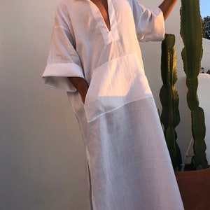 Mens Linen Hooded Kaftan / Greek Style Linen GREECE Hoodie / Kaftan for ...