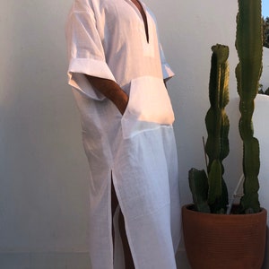 Mens Linen Hooded Kaftan / Greek Style Linen GREECE Hoodie / Kaftan for ...