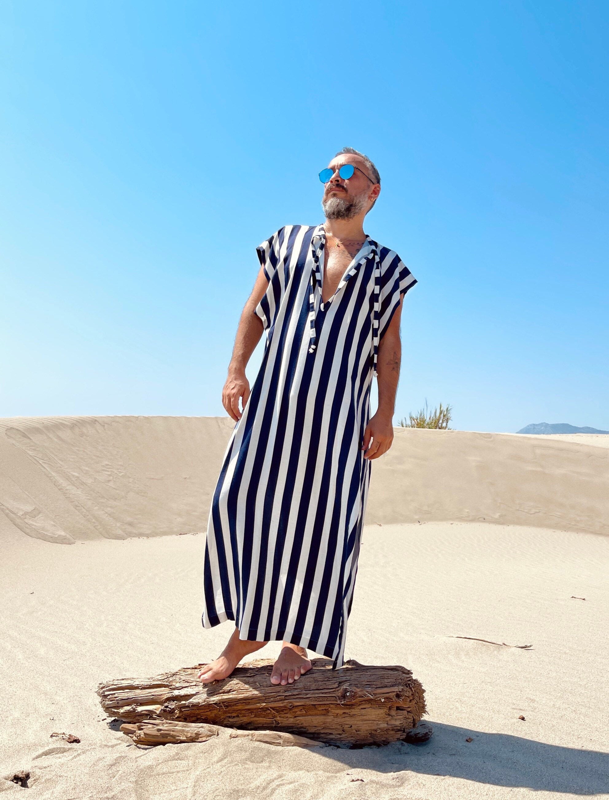 Mens caftan , linen viscose blended Sexy caftan for men, kaftan, tunic pool party , festival ...