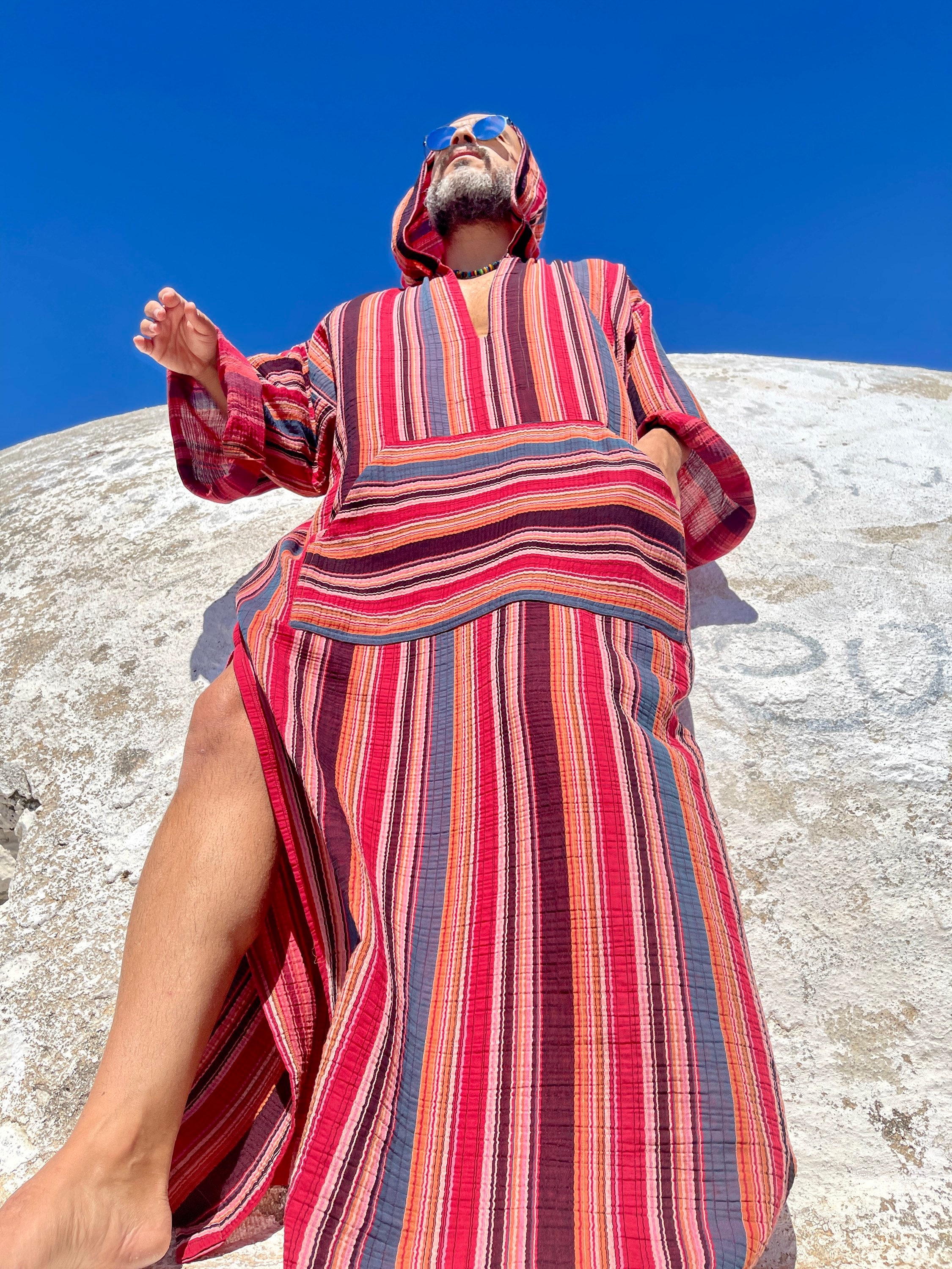 Mens kaftan cotton caftan for men / greek kaftan / robes for men / red ...