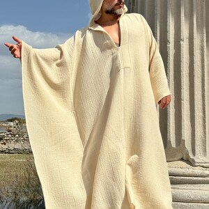 Mens Caftan Gold Lightweight Cotton Gauze Authentic CAFTAN for Men / Greek Style Kaftan / Loose ...