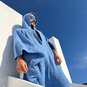 Mens Muslin Caftan With HOOD / Cotton Muslin Fabric Authentic CAFTAN for Men / Greek Style ...