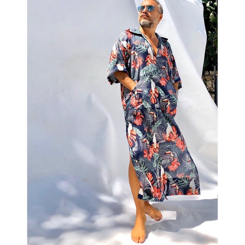 Mens Linen Hooded Kaftan / Greek Style Linen / Kaftan for Men - Etsy