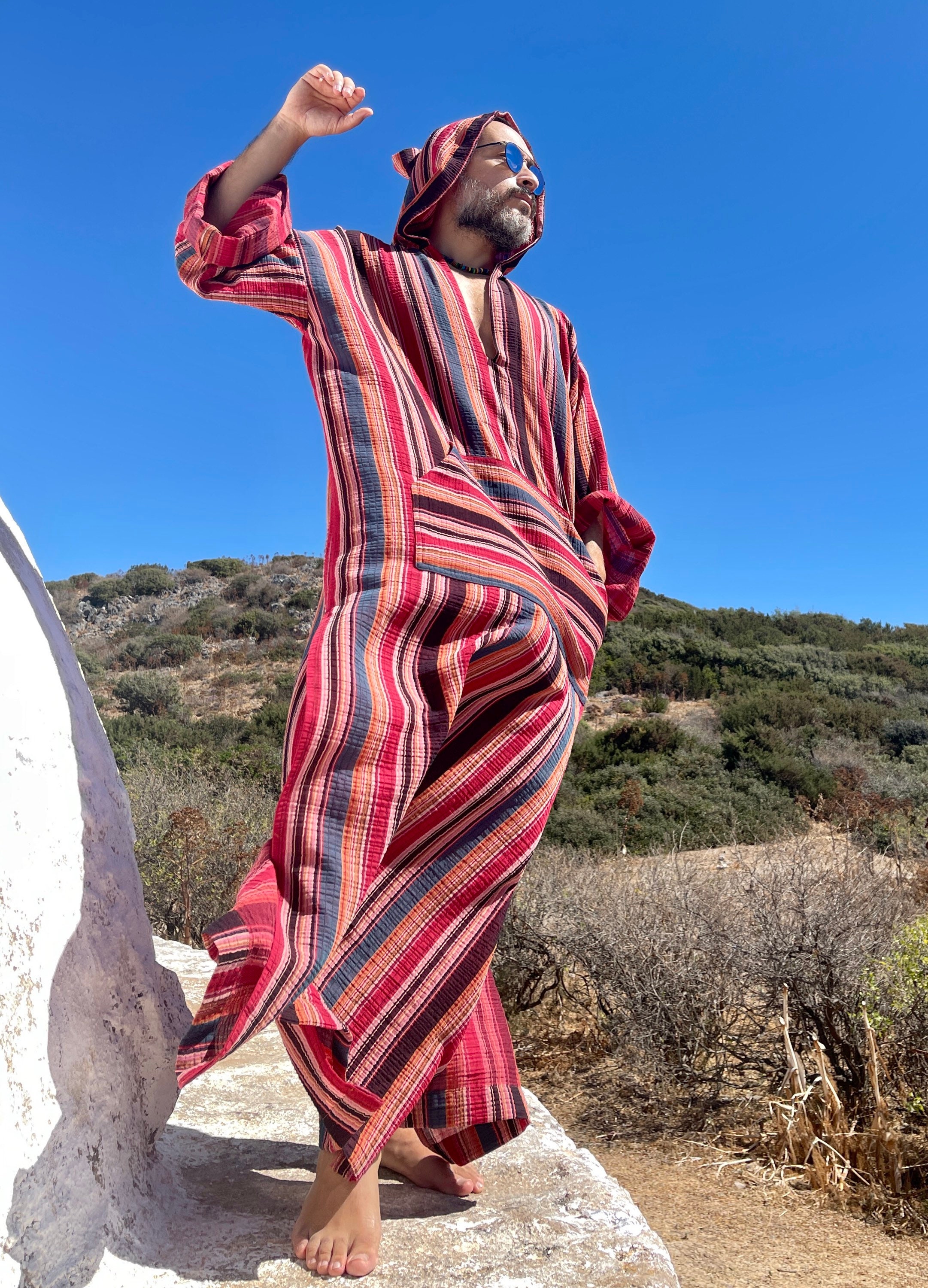 Mens kaftan cotton caftan for men / greek kaftan / robes for men / red ...