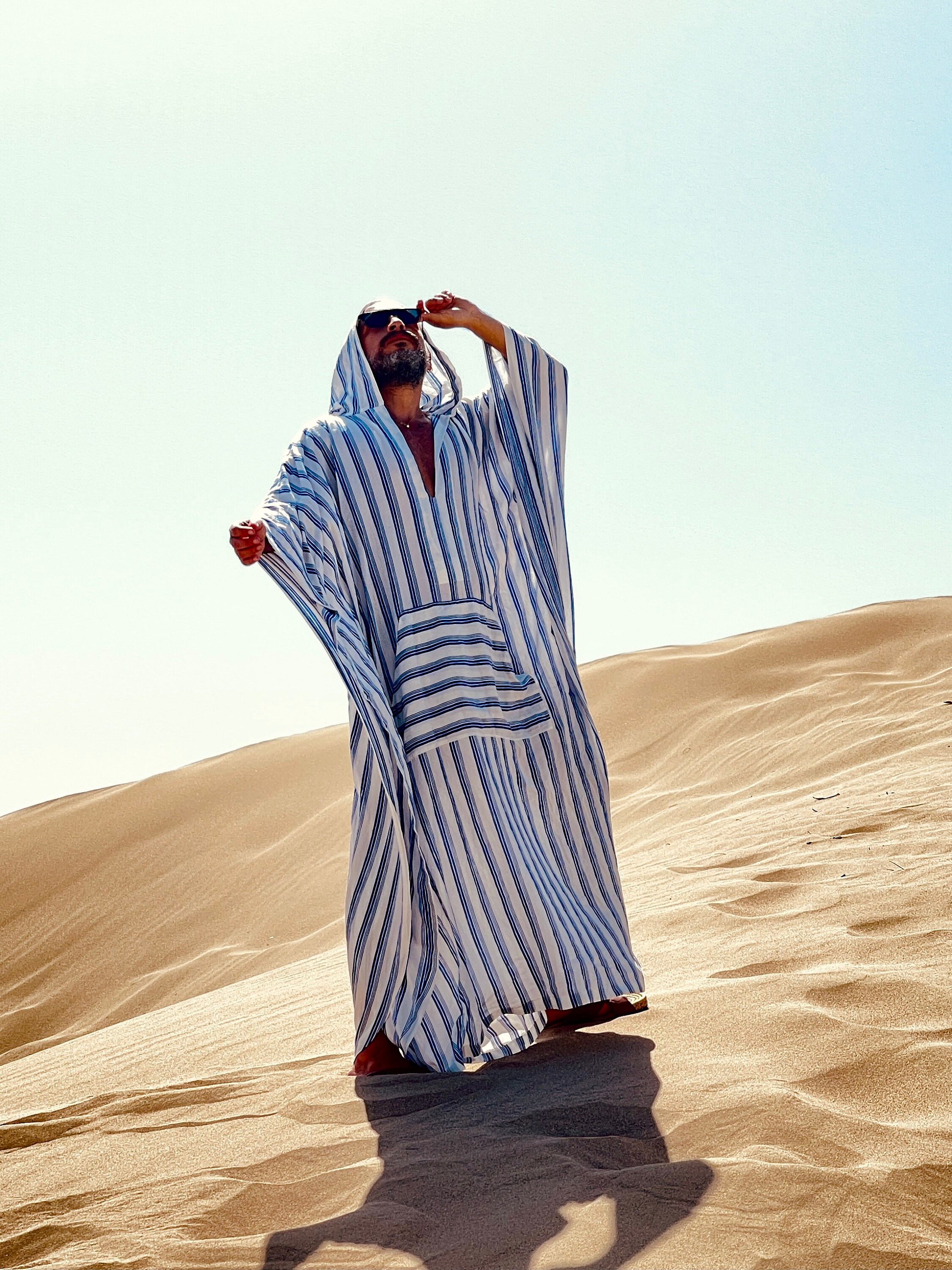 Mens caftan with HOOD / authentic lightweight cotton gauze CAFTAN for ...