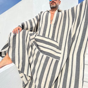 Mens Muslin Cotton Kaftan With HOOD / Muslin Fabric Authentic CAFTAN for Men / Greek Style ...
