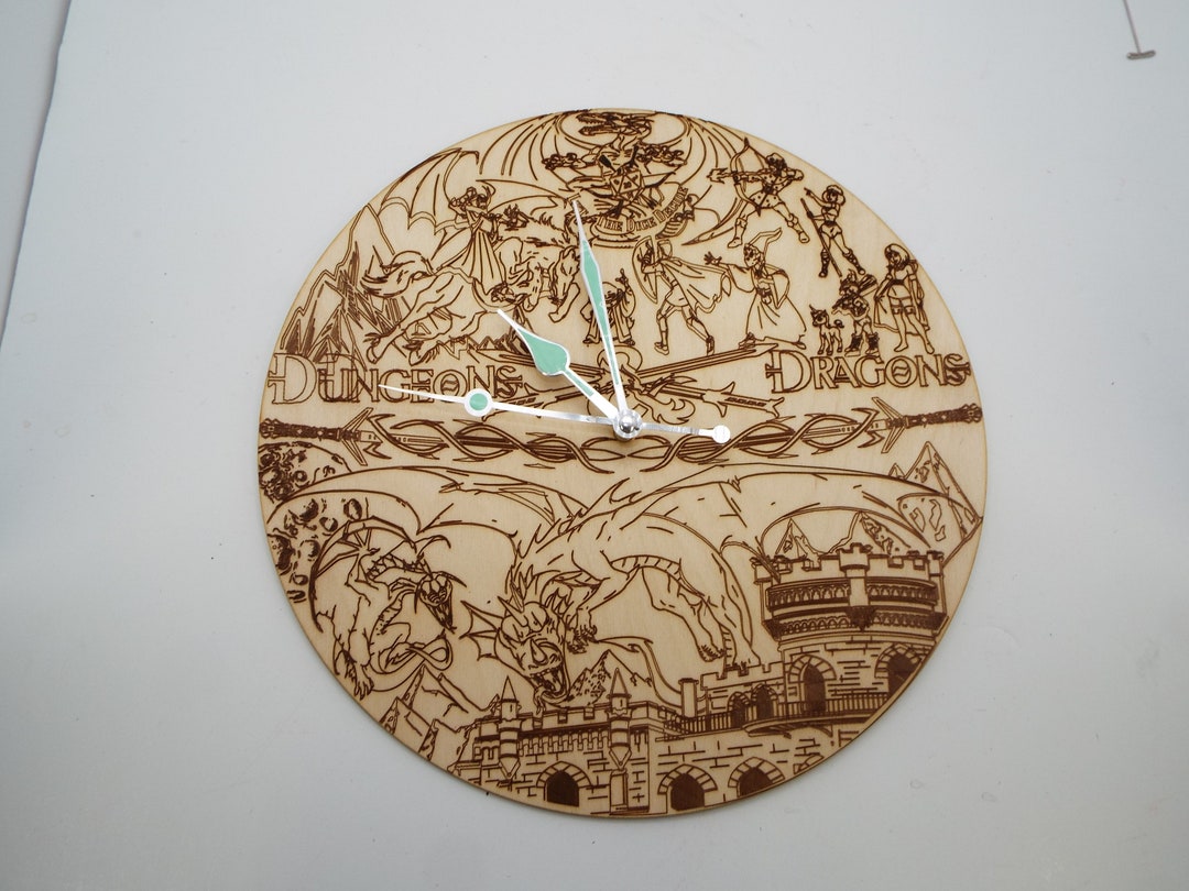 Dungeons and Dragons Clock Etched on 5mm Ply, With a Quartz Clock ...