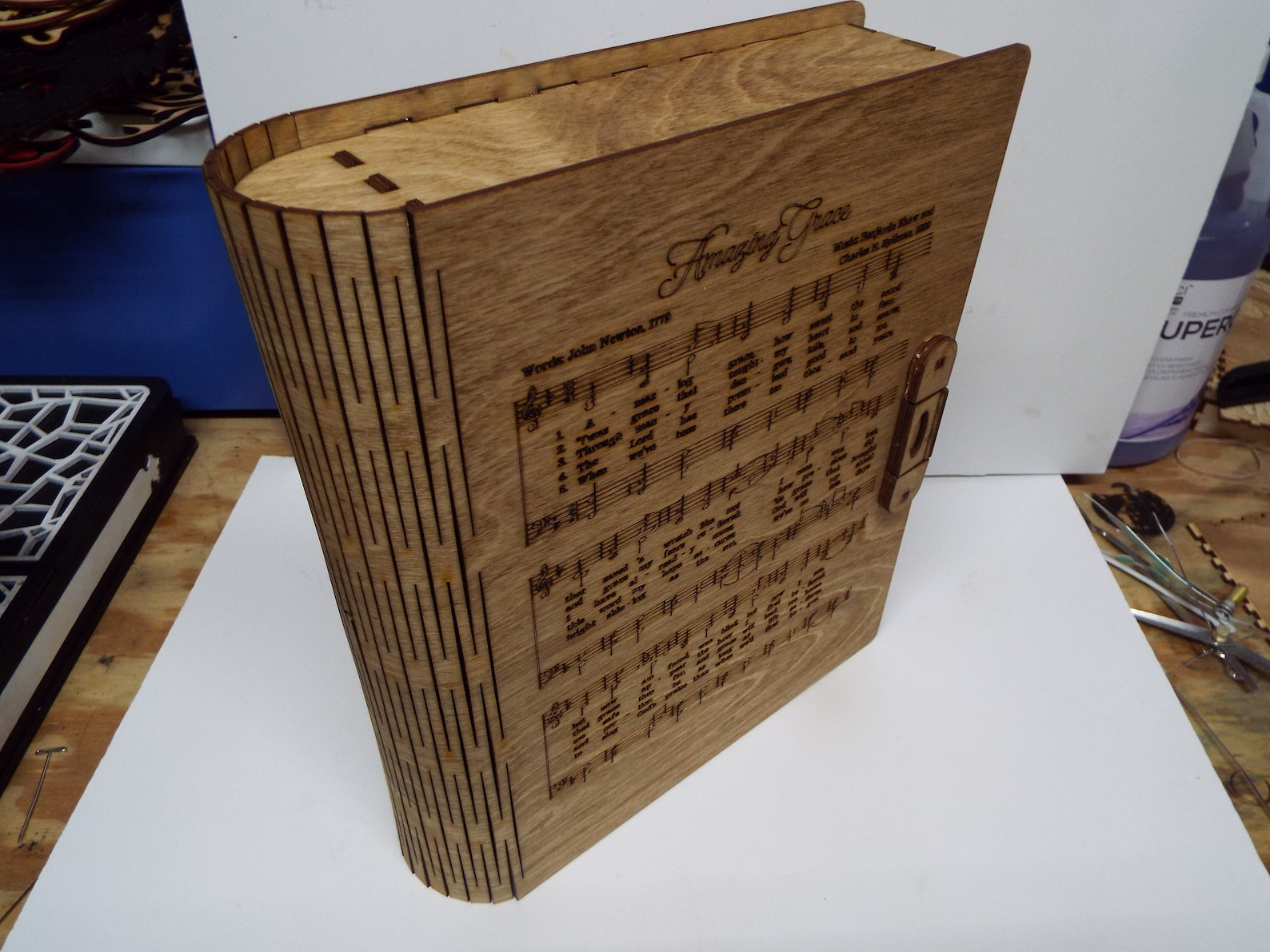 Family Bible Box for Displaying, Cut From 3 MM Ply With a Living Hinge ...