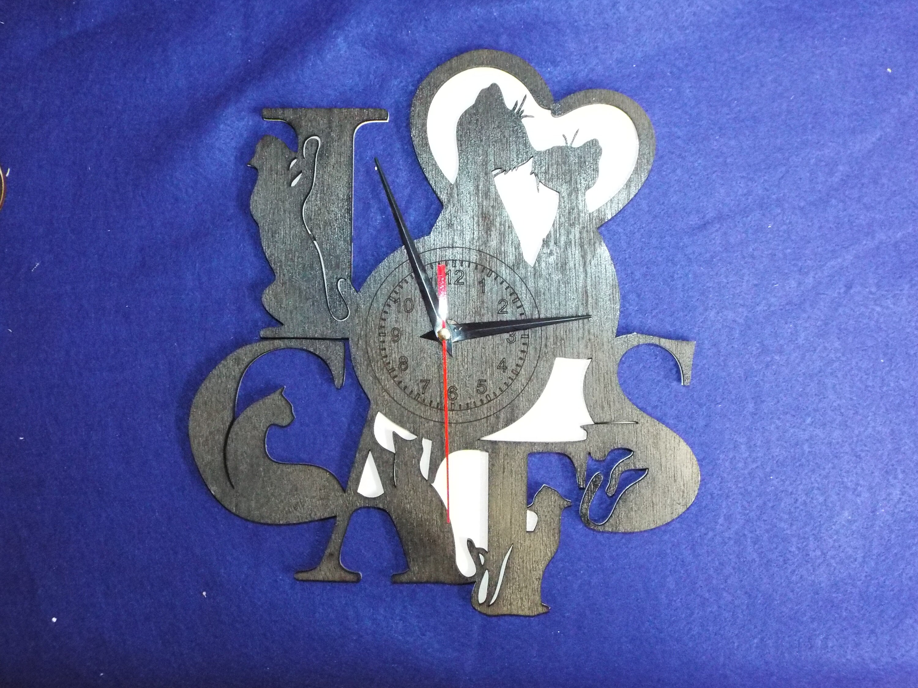 I Love Cat Clock 11 Inch Tall With Choice of Colors - Etsy