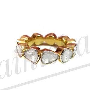 Polki Diamond Ring, Diamond Eternity Ring, 925 Sterling Silver, Band ...