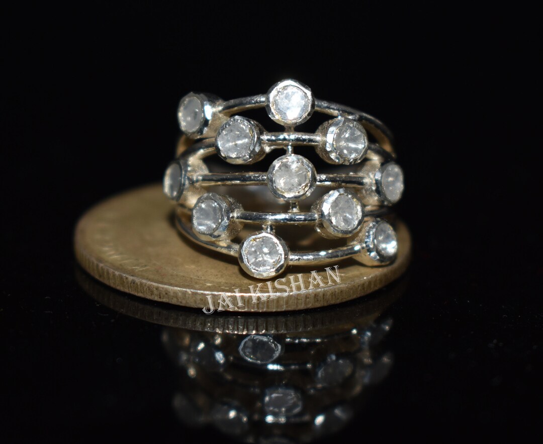 Polki Uncut Diamond Ring, 925 Sterling Silver, Dainty Ring, Promise ...