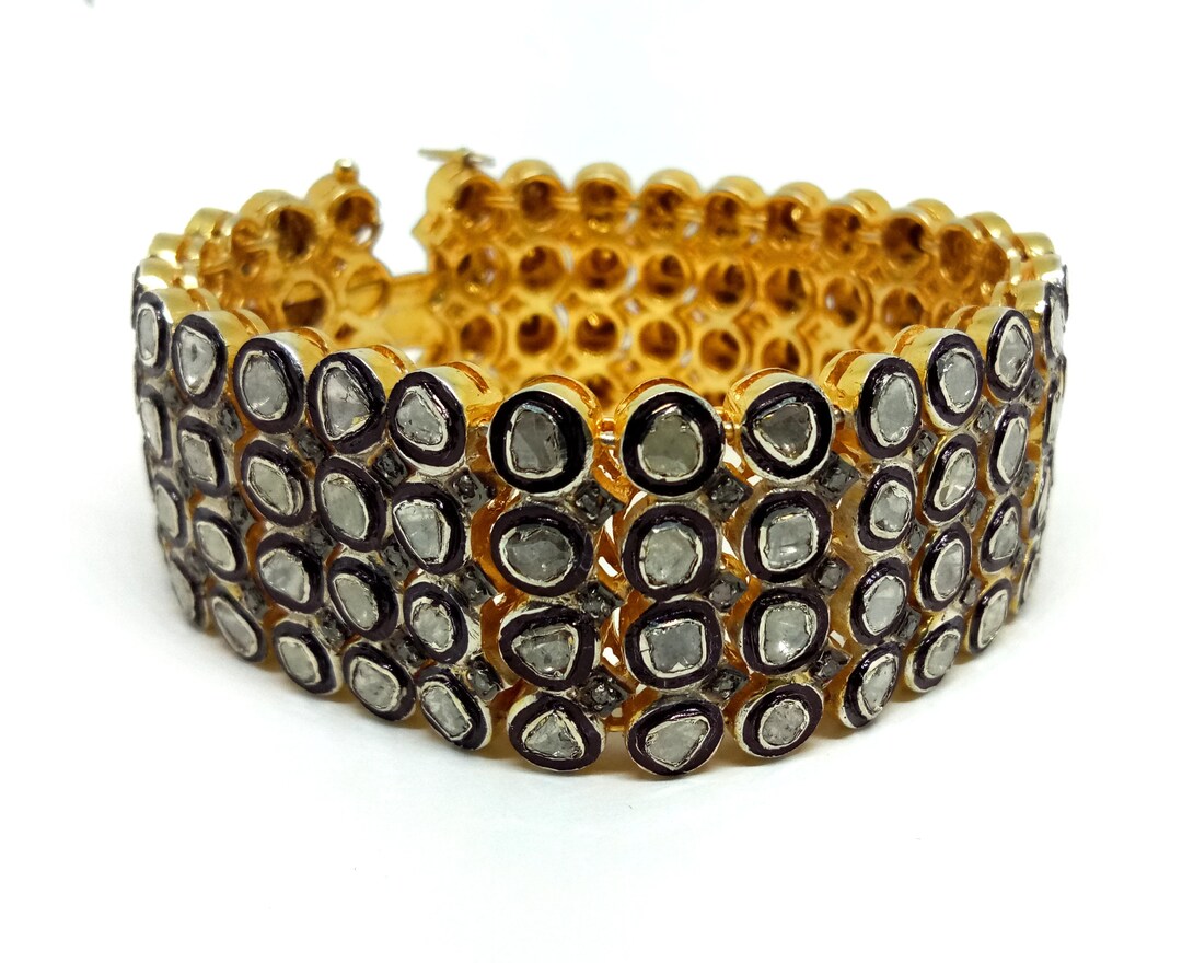 Polki Bracelet, Polki Diamond Bracelets, 925 Sterling Silver, Vintage ...