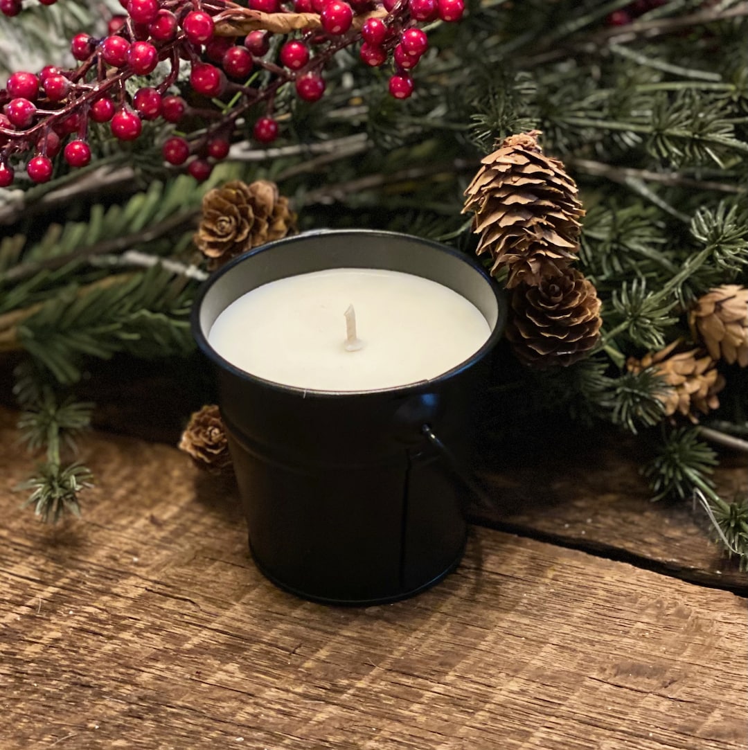 Small Black Metal Bucket Candle - Etsy