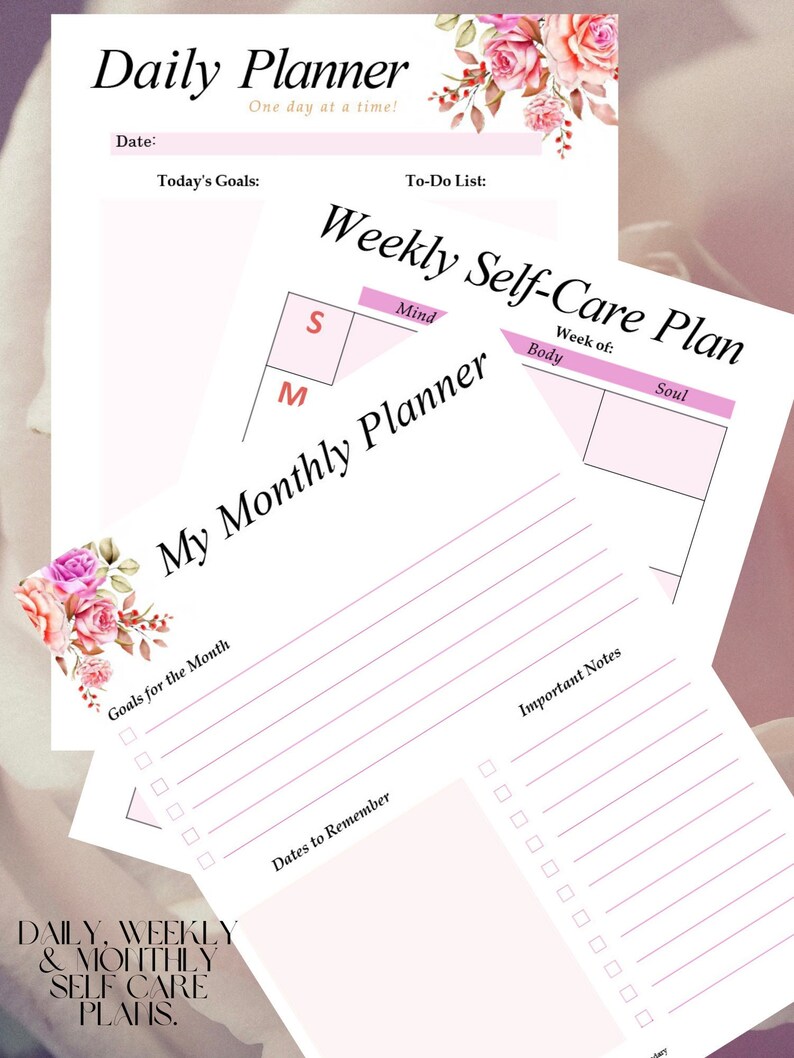 Self Care Planner Printable, Wellness Planner, Self Care Journal, Self ...