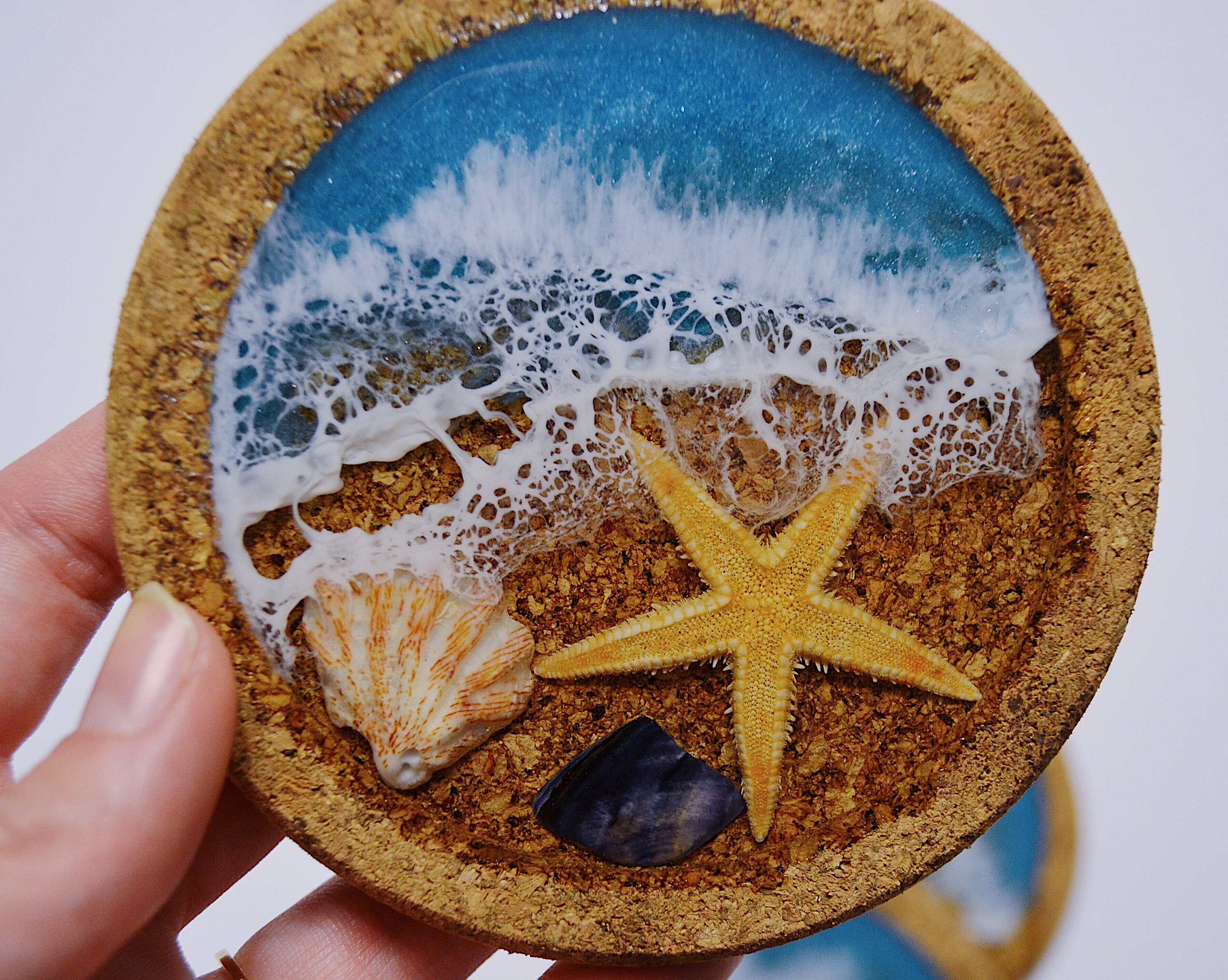 Ocean resin coasters cork ocean coasters beach coaster | Etsy