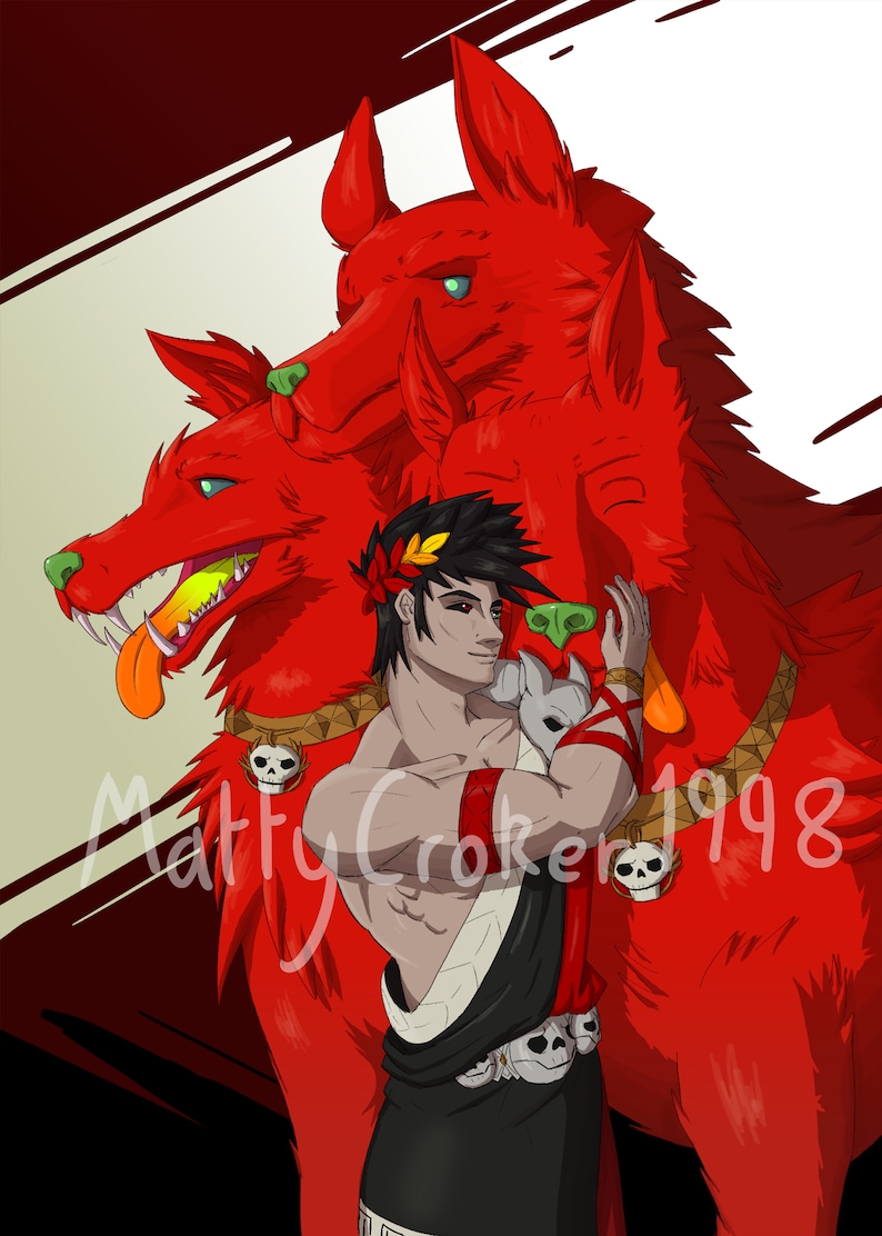 Hades Zagreus and Cerberus Print - Etsy