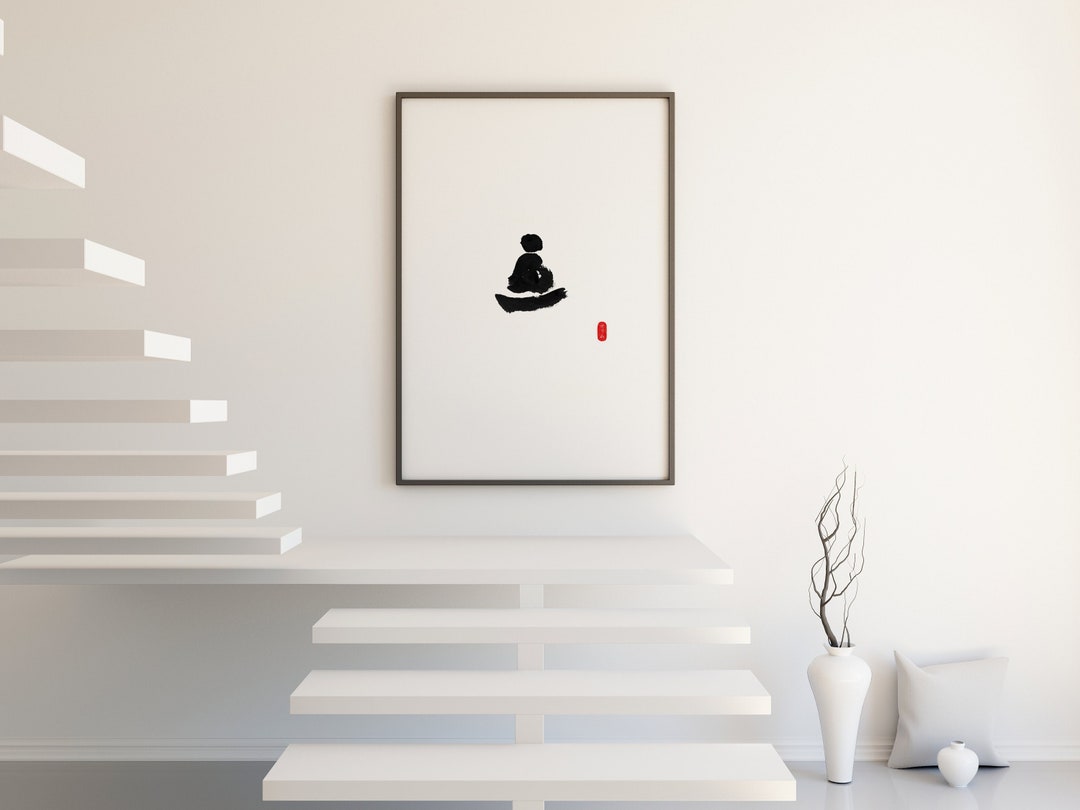 Zen Art Print / Original Watercolor Painting Print / Meditating Monk ...