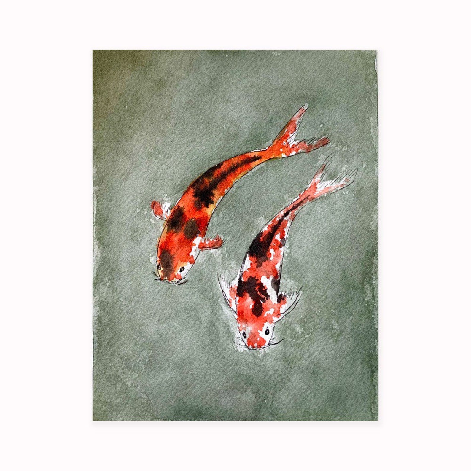 KOI original Aquarell Fisch Art Giclee Print, Koi Teich Kunstdruck ...