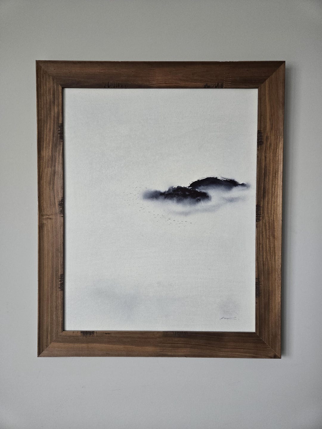 16x20 Inch Handpainted Original Watercolor Monochrome Landscape on ...
