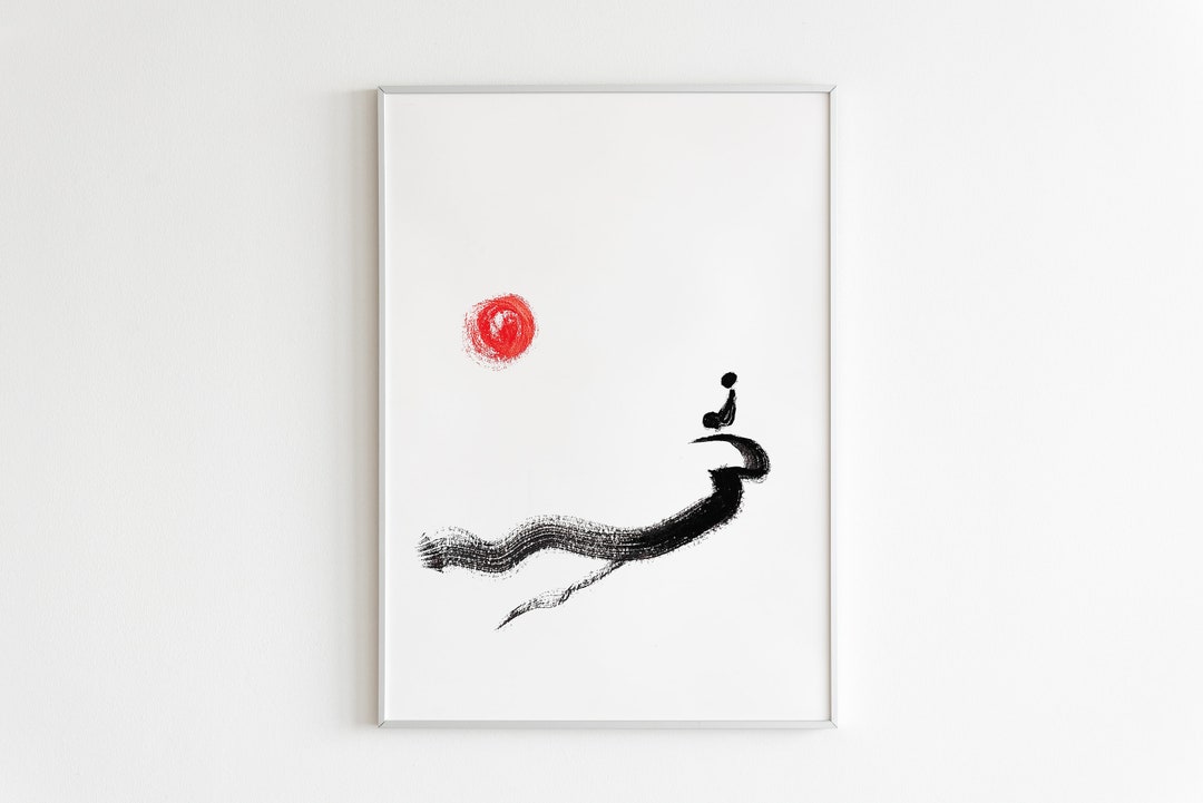 Zen Art Print / Original Watercolor Painting Print / Meditating Monk ...