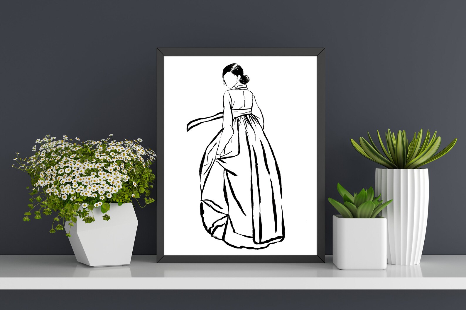 Korean Hanbok Art Print Korean Line Drawing Art Poster - Etsy