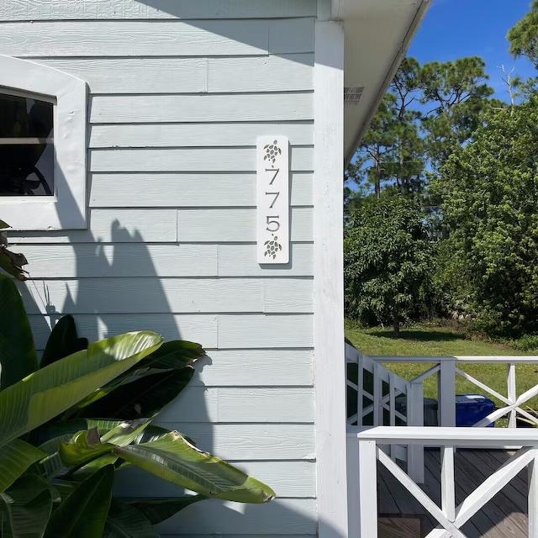 Vertical Address Sign, Tropical House Numbers, Turtle Beach Decor - Etsy