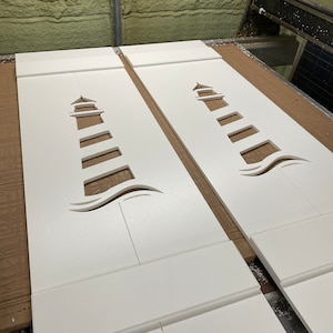 Nautical Lighthouse Shutter – PVC Exterior Window Decor for Beach Homes ...