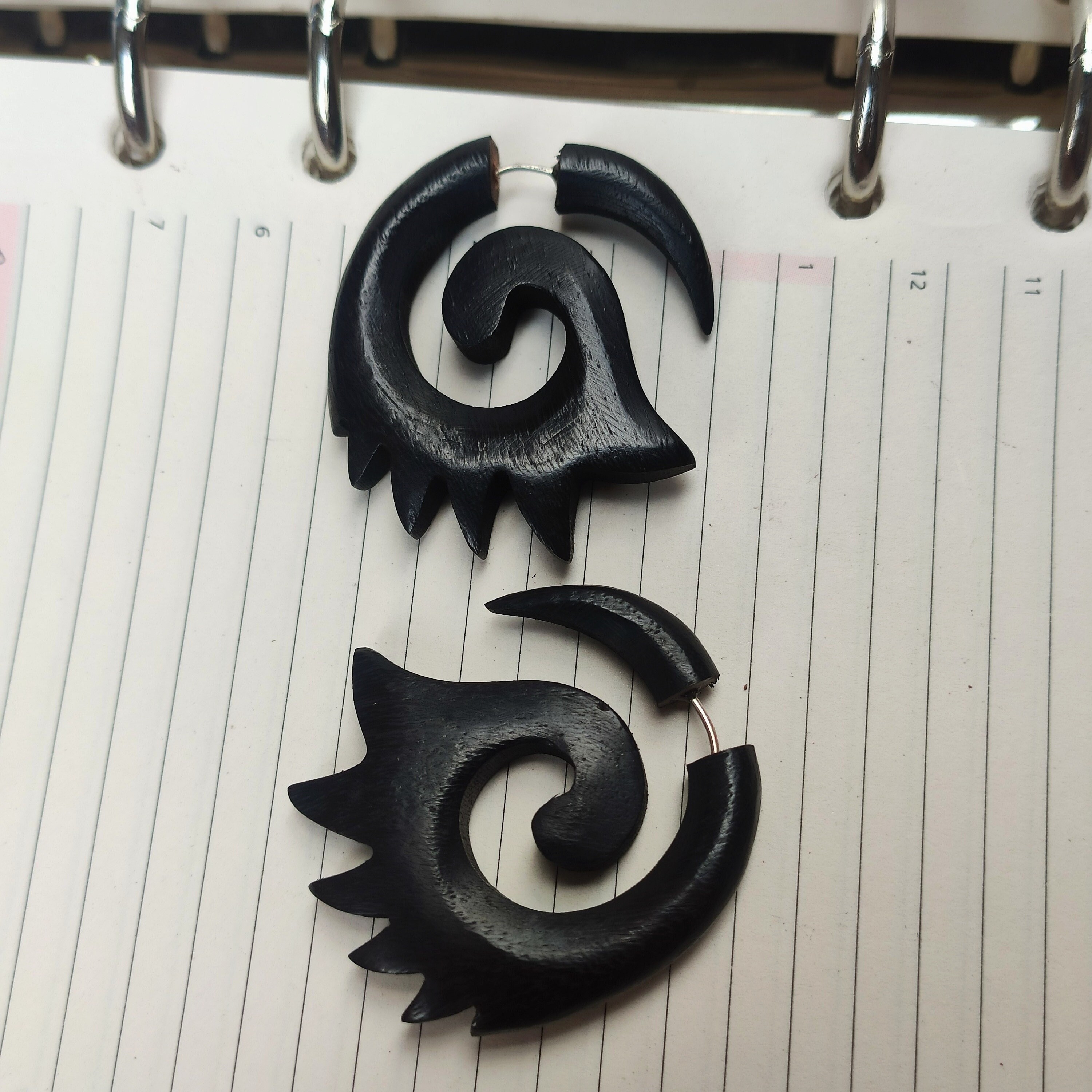 ORGANIC BLACK WOOD Earring Spiral Men Women Faux Gauge Plug // Fake ...