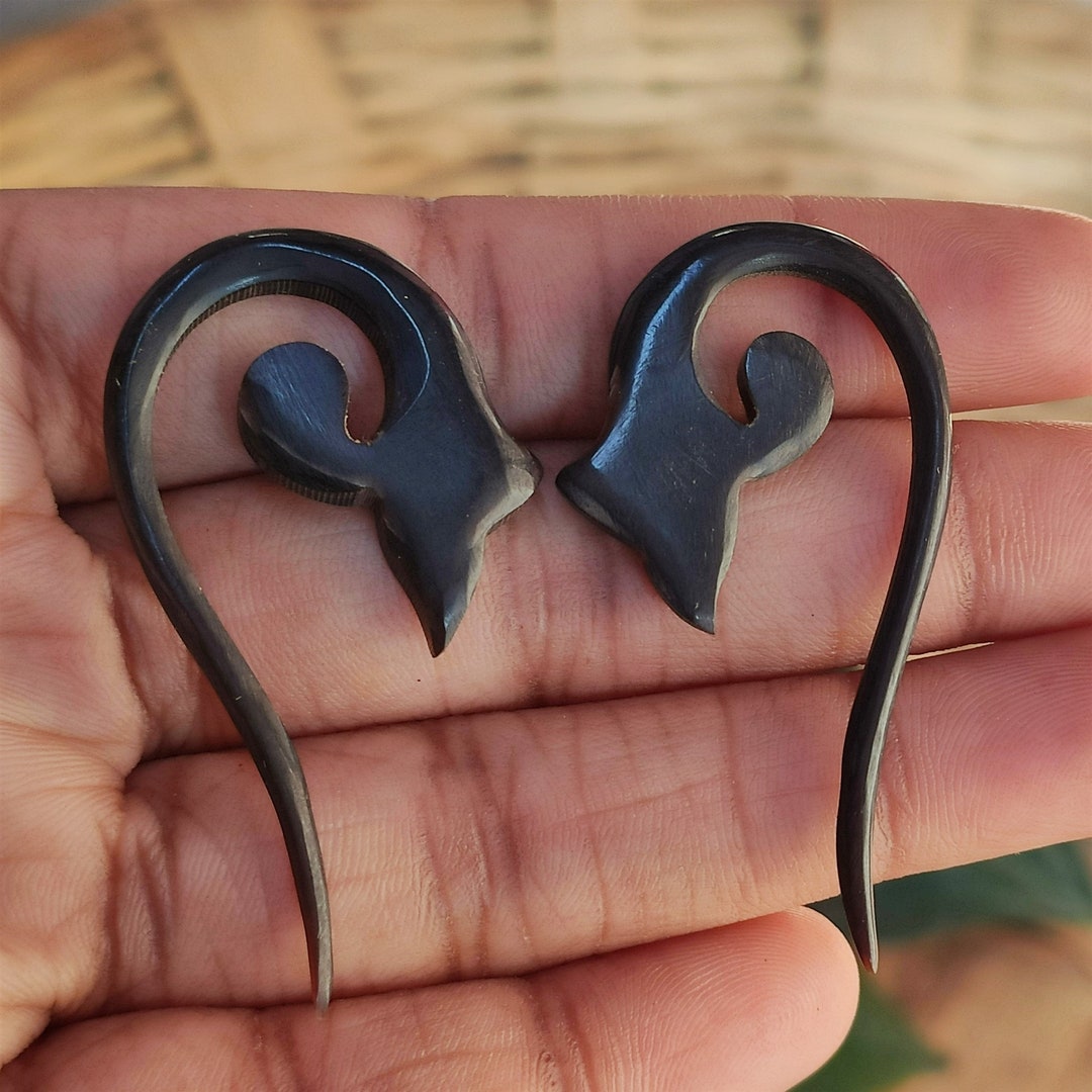 Gauge Earring HANDMADE Black WOOD Women Faux Gauge Plug Ear Weight ...