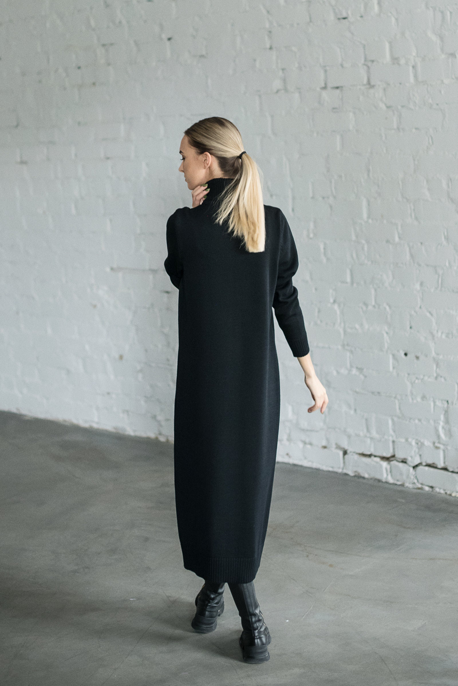 PETITE Merino Wool Sweater Dress, Knitted Long Wool Dress, Wool Sweater ...