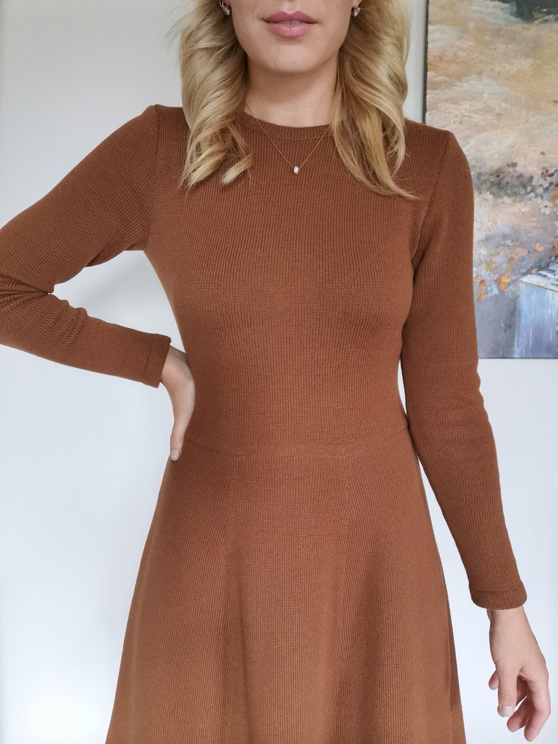 Merino Wool Dress for Women Feminine Sweater Dress Knee - Etsy