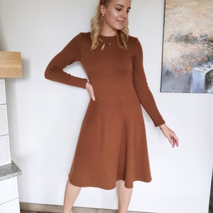 Merino Wool Dress for Women, Feminine Sweater Dress, Knee Length Body ...