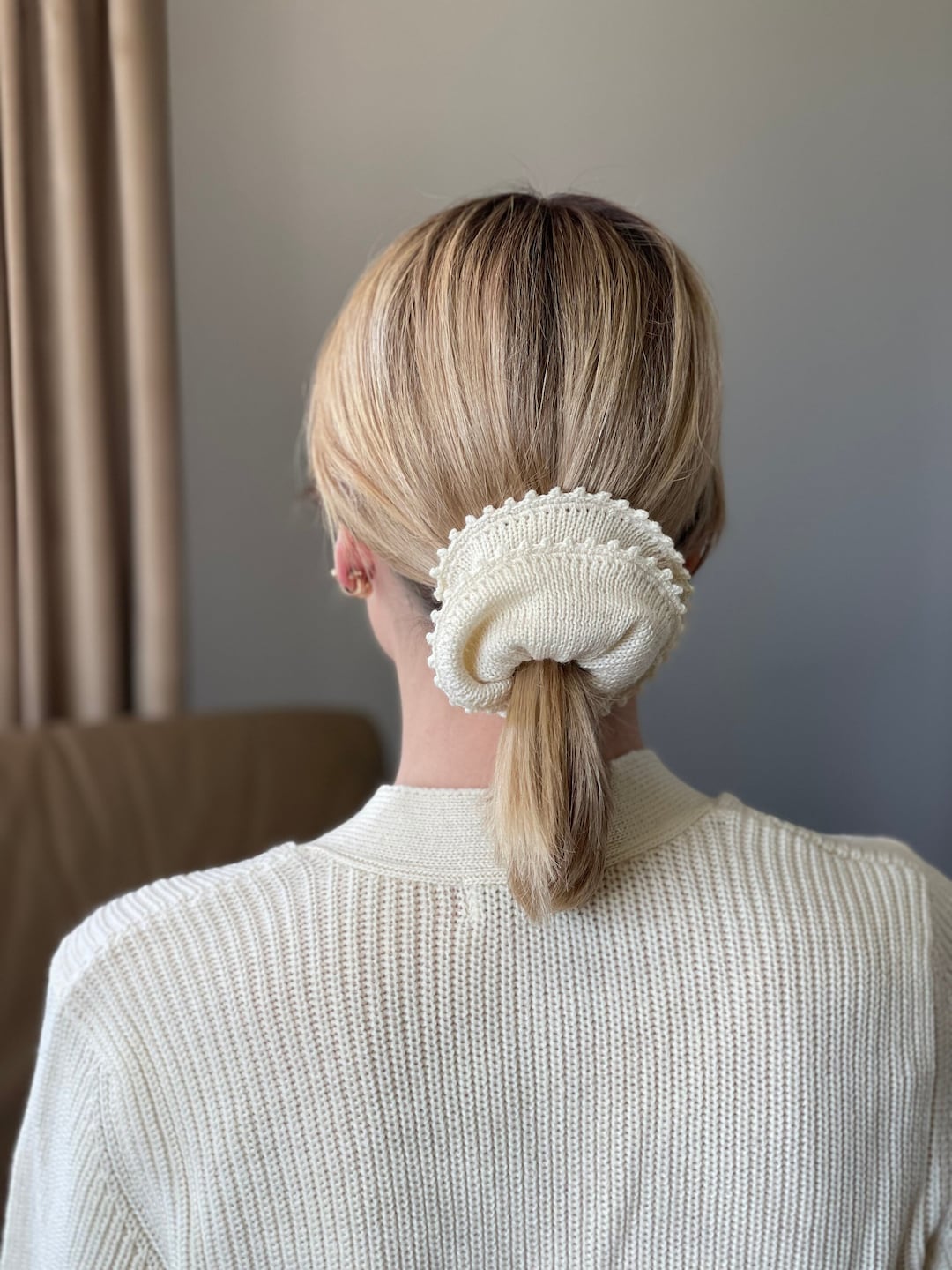 Knitted Hair Scrunchie, Hair Accessory, Minimalist Elastic Tie, Hair ...