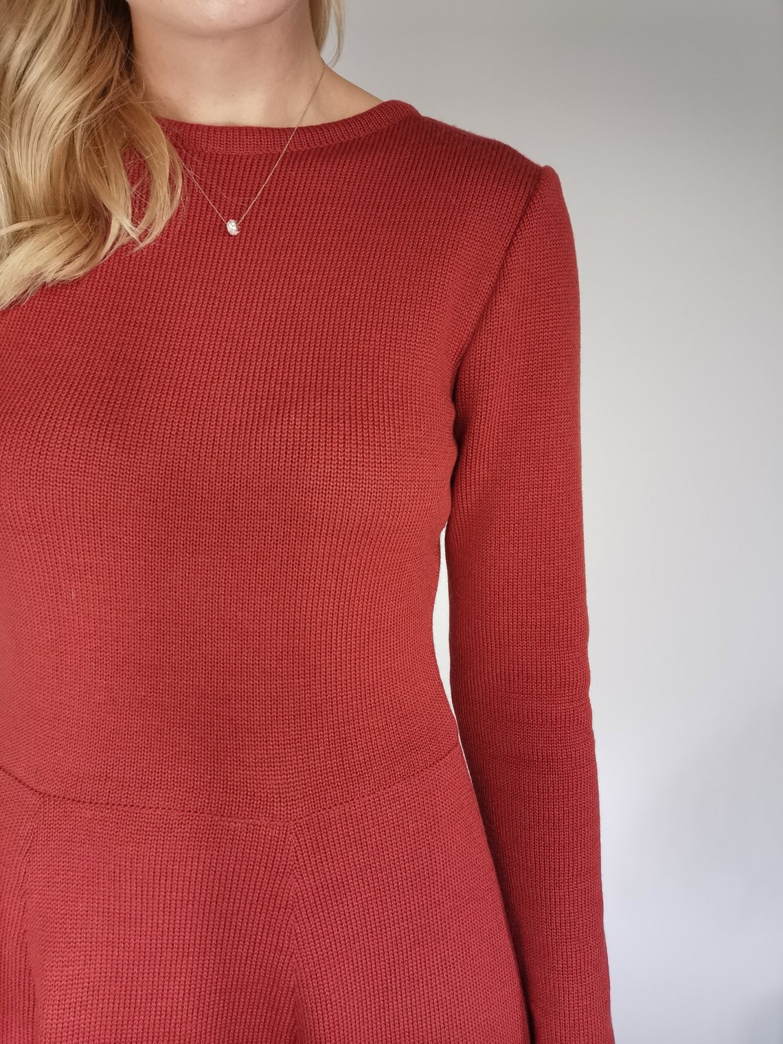 Knit wool dress Feminine sweater dress Brown natural tunic | Etsy