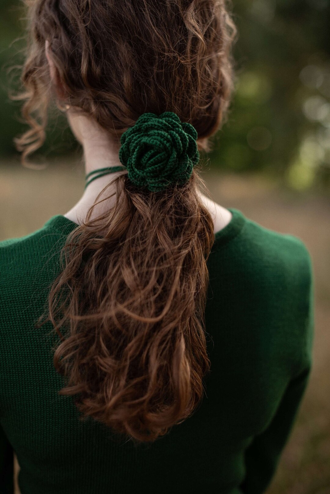 Crochet Merino Wool Flower Scrunchie: Minimalist Knit Hair Accessory - Etsy