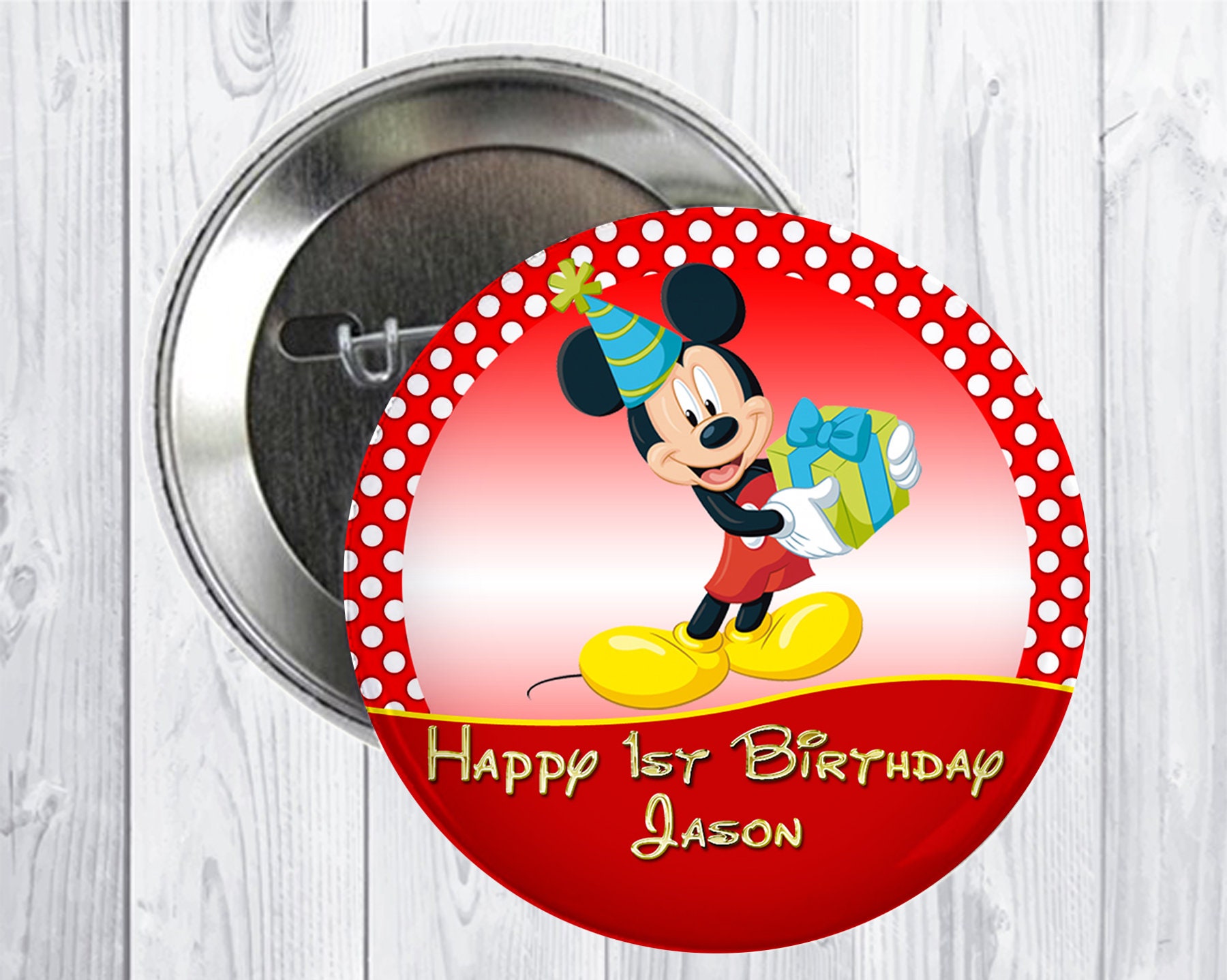 Mickey Mouse Birthday Button, Disney Pin - Etsy