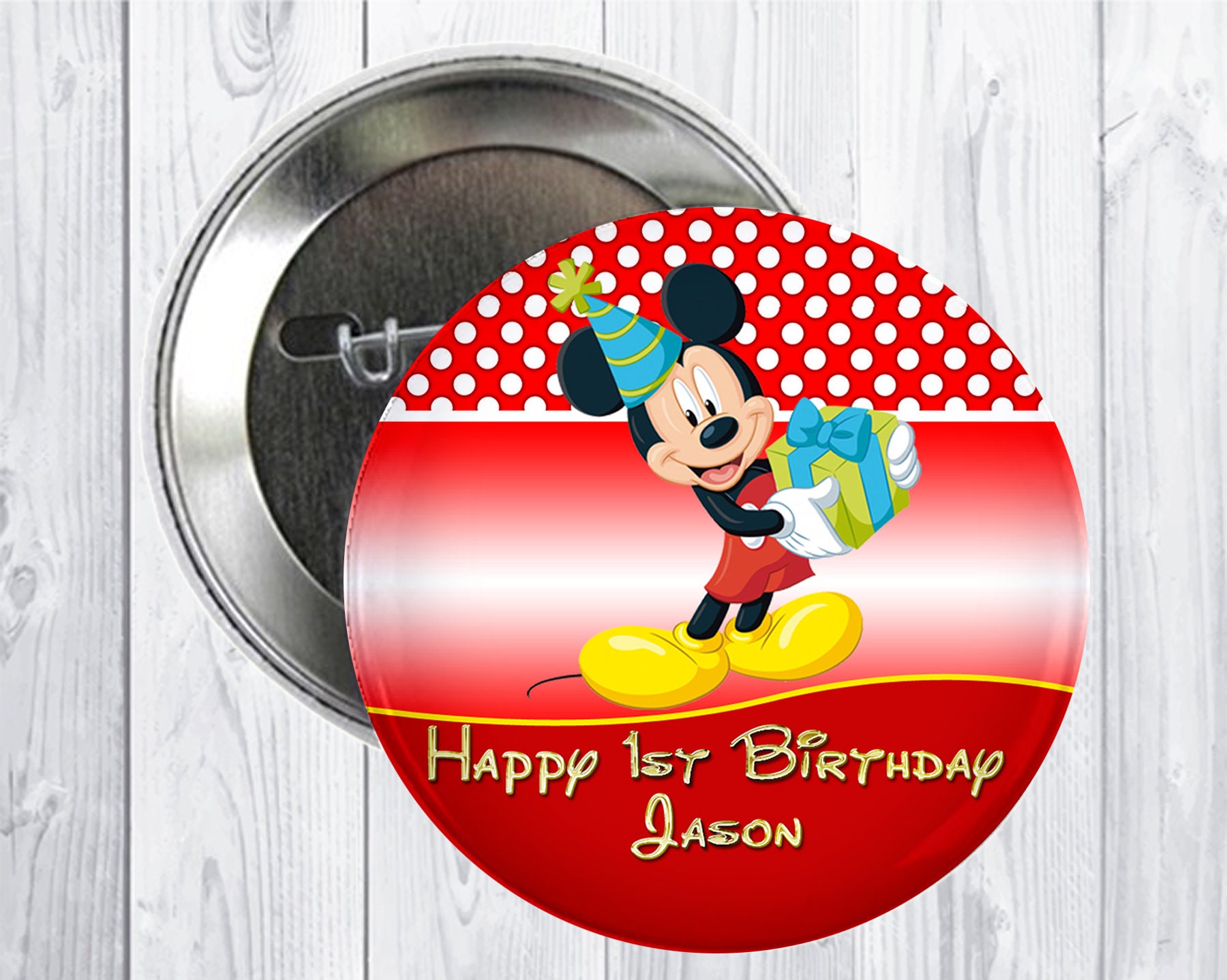 Mickey Mouse Birthday Button, Disney Pin - Etsy