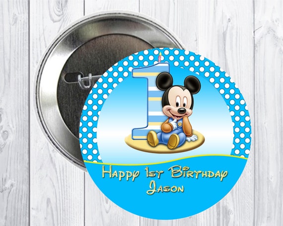 Mickey Mouse Birthday Button Baby Micky Mouse Mickey - Etsy