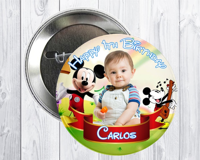 Custom Mickey Mouse Birthday Button, Disney Pin, My First Birthday ...