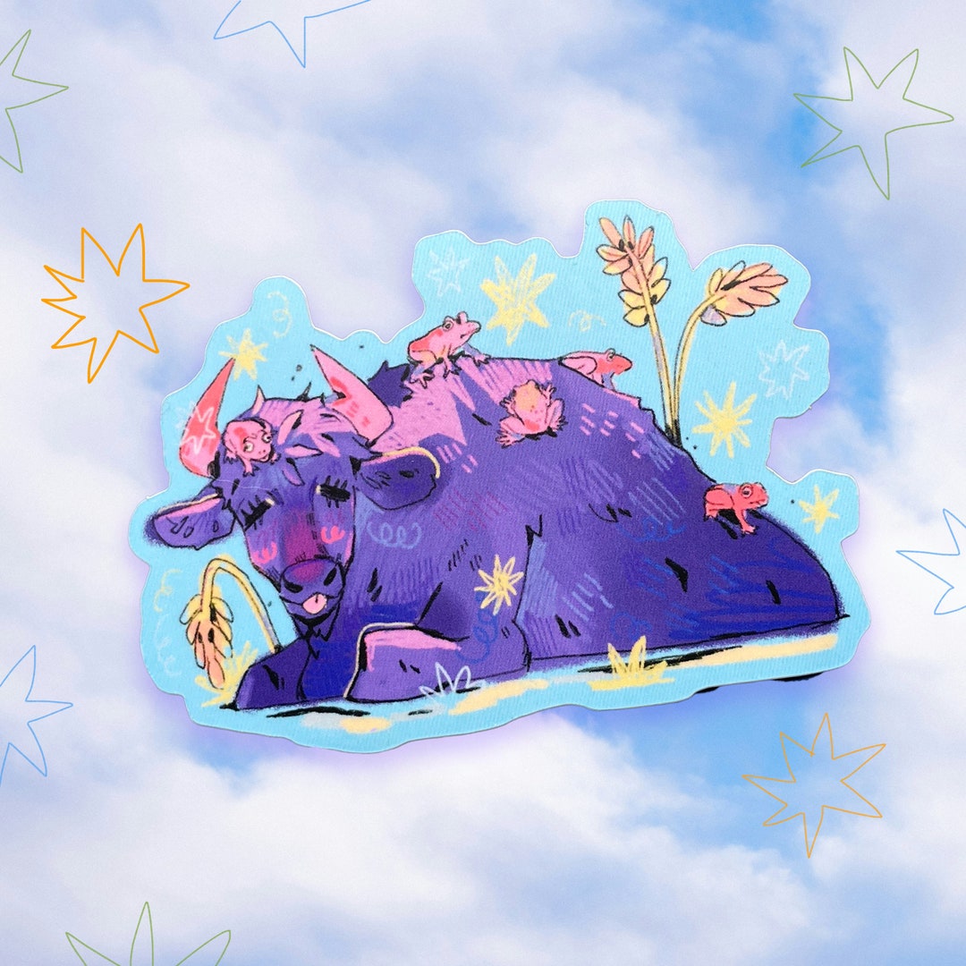 Water Buffalo With Frogs Vinyl Sticker - Etsy