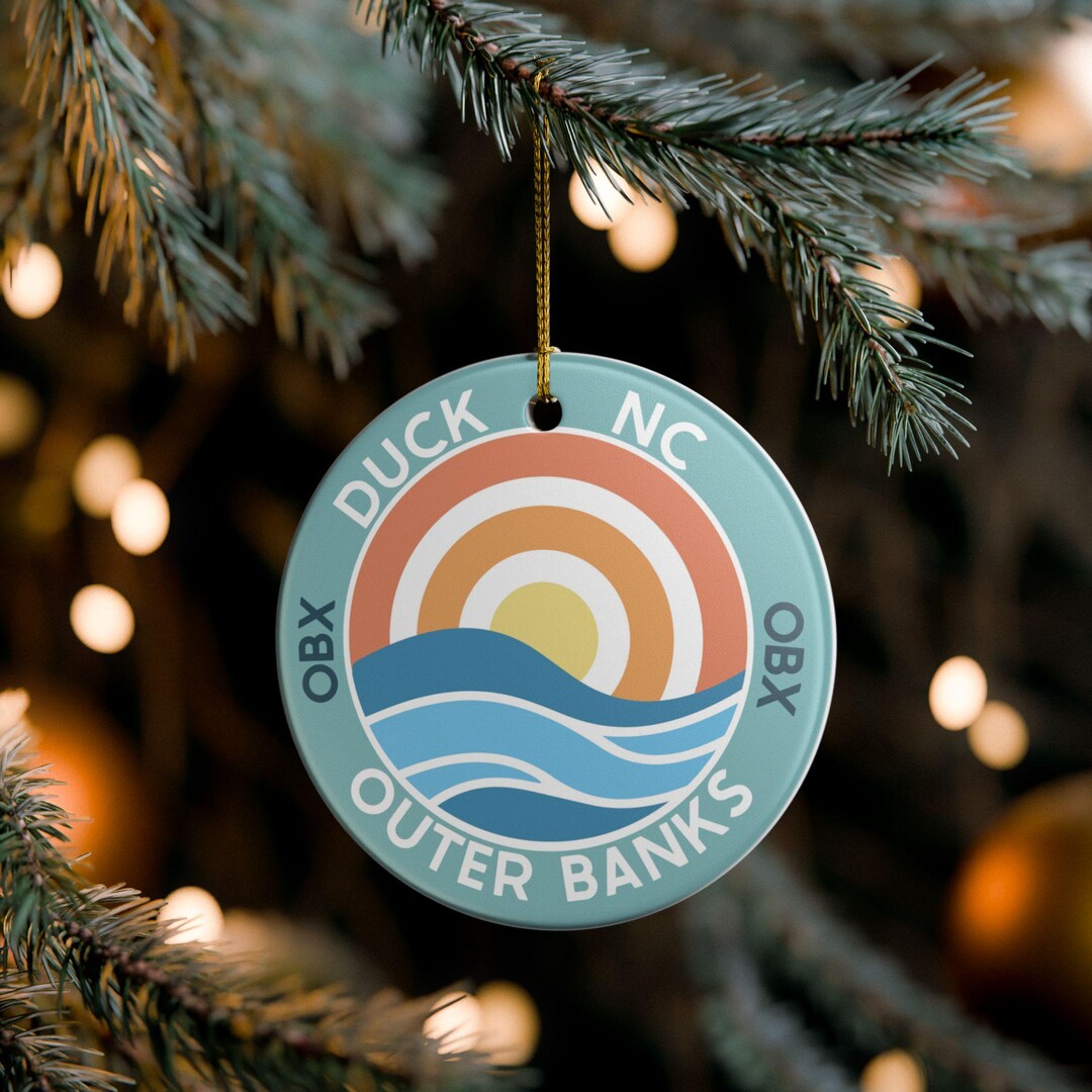 Duck, NC Outer Banks Round Porcelain Christmas Ornament for Gift, Favor ...