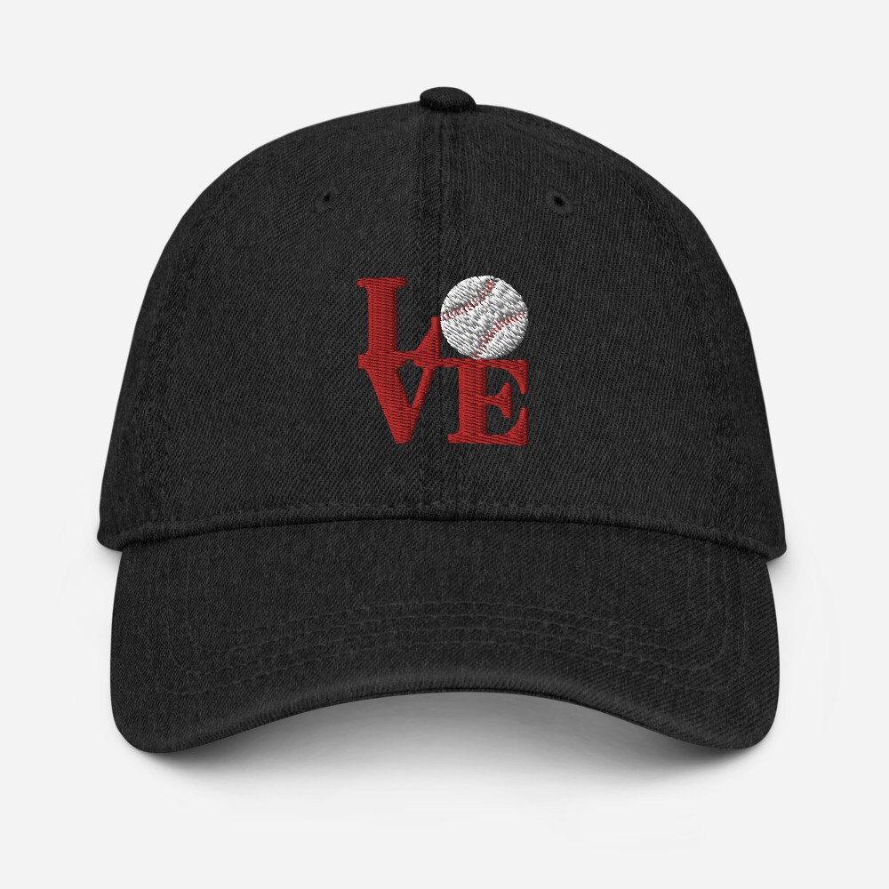Baseball Denim Embroidered Cap LOVE Baseball cap denim fabric | Etsy
