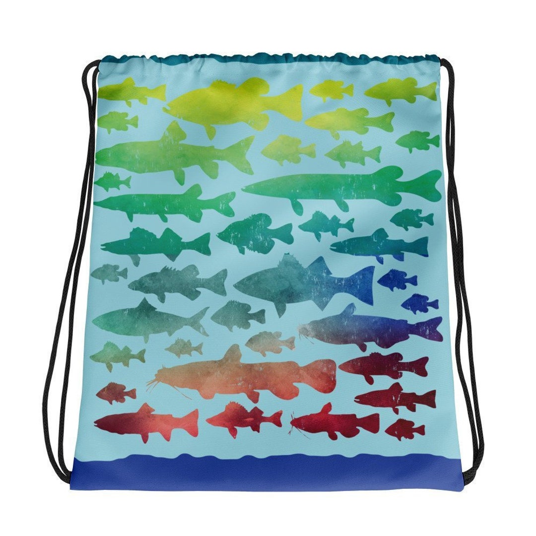 Fishing Drawstring Bag - Freshwater Fish Design, Drawstring Backpack ...