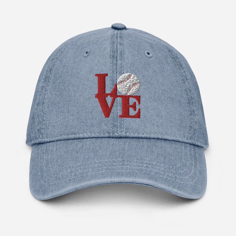 Baseball Denim Embroidered Cap LOVE Baseball cap denim fabric | Etsy