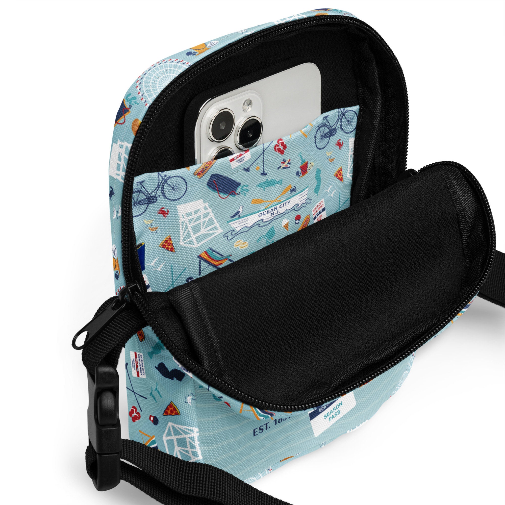 Ocean City, NJ Utility Crossbody Bag, Adjustable Strap Purse for Beach ...