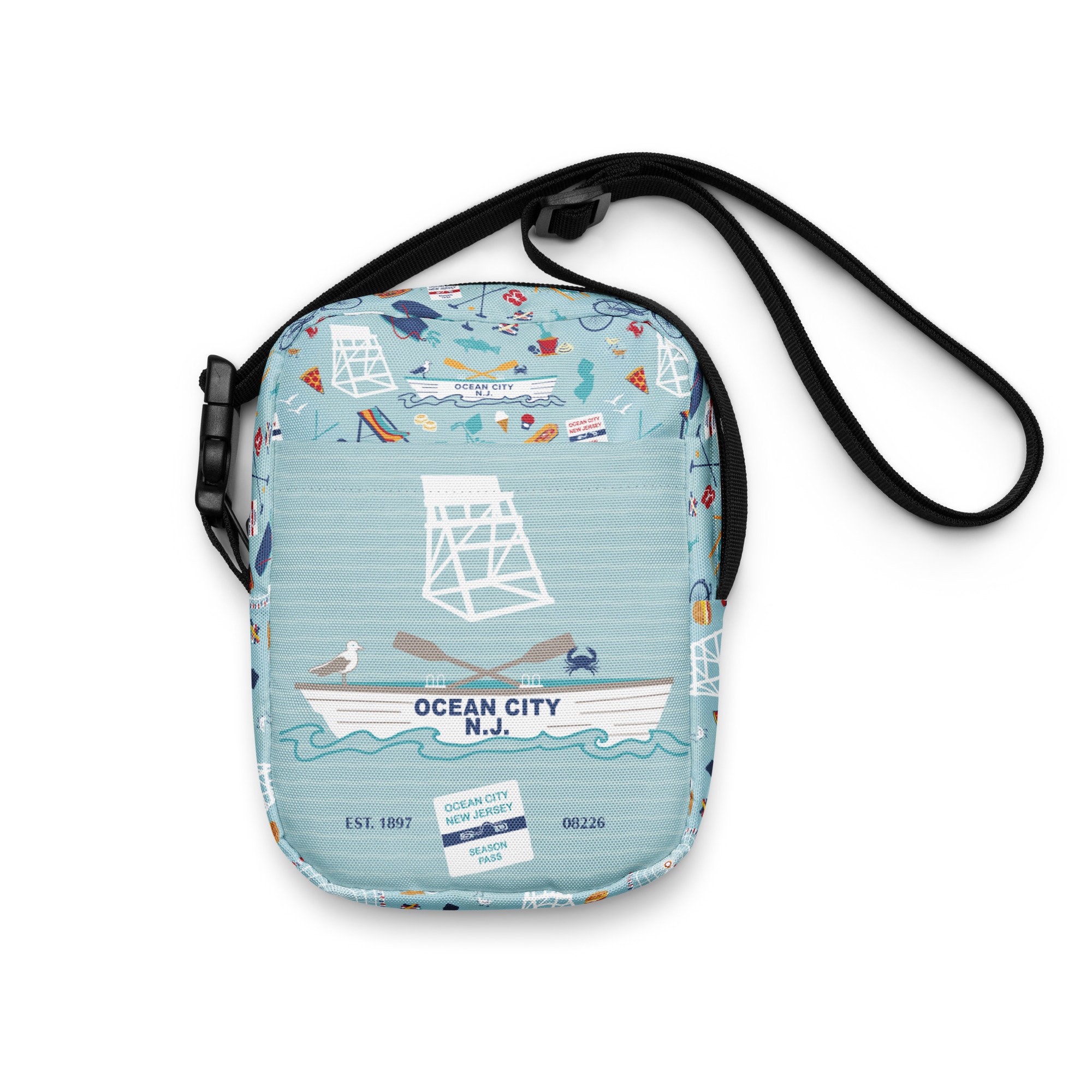 Ocean City, NJ Utility Crossbody Bag, Adjustable Strap Purse for Beach ...